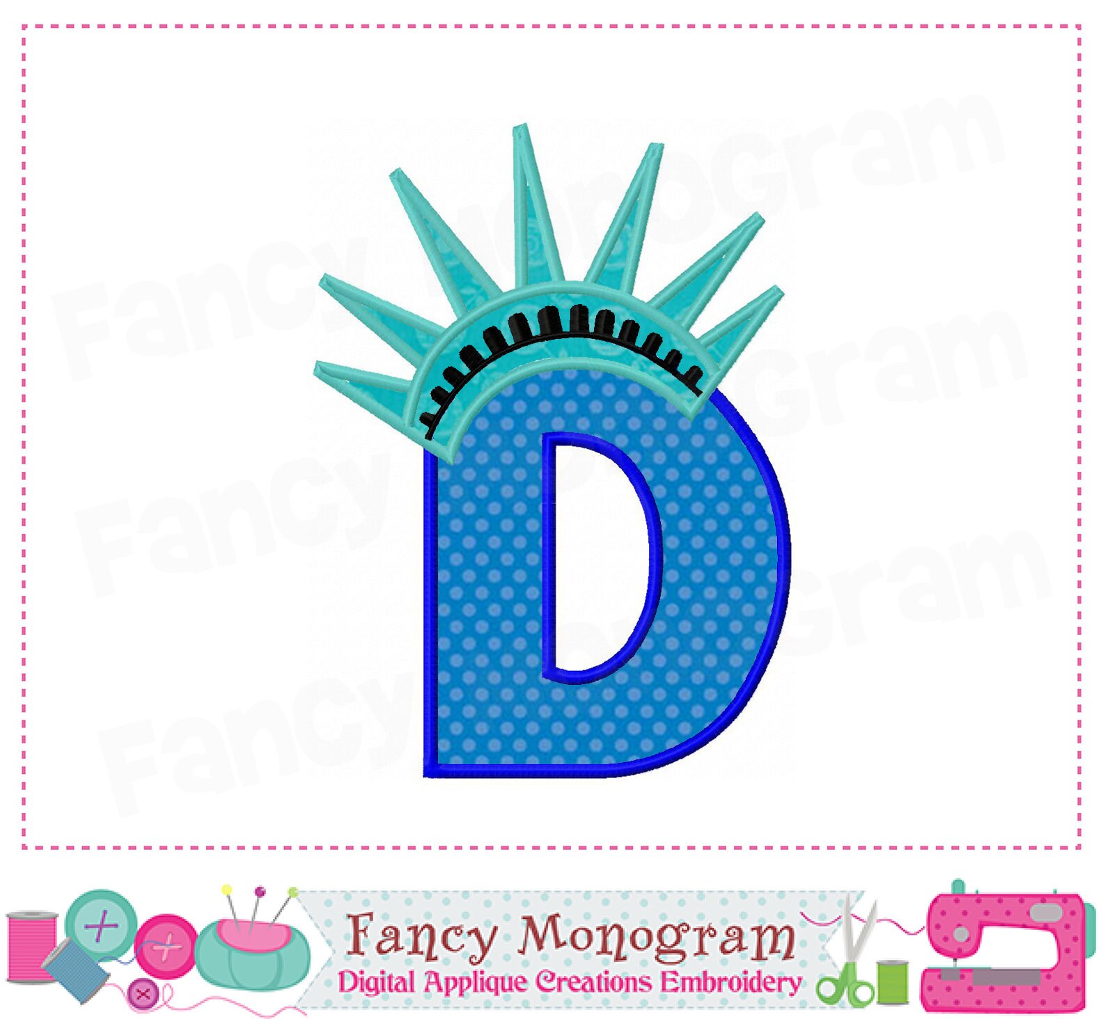 Liberty crown Alphabet embroidery 4th of July Monogram | Etsy