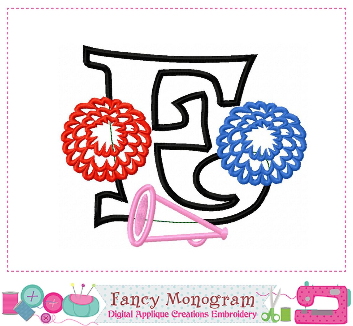 Cheerleader Monograms Applique Embroidery Design Cheer - Etsy