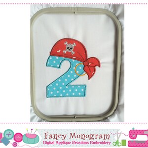 Pirate Number 2 Applique My 2nd Birthday Babies Applique - Etsy