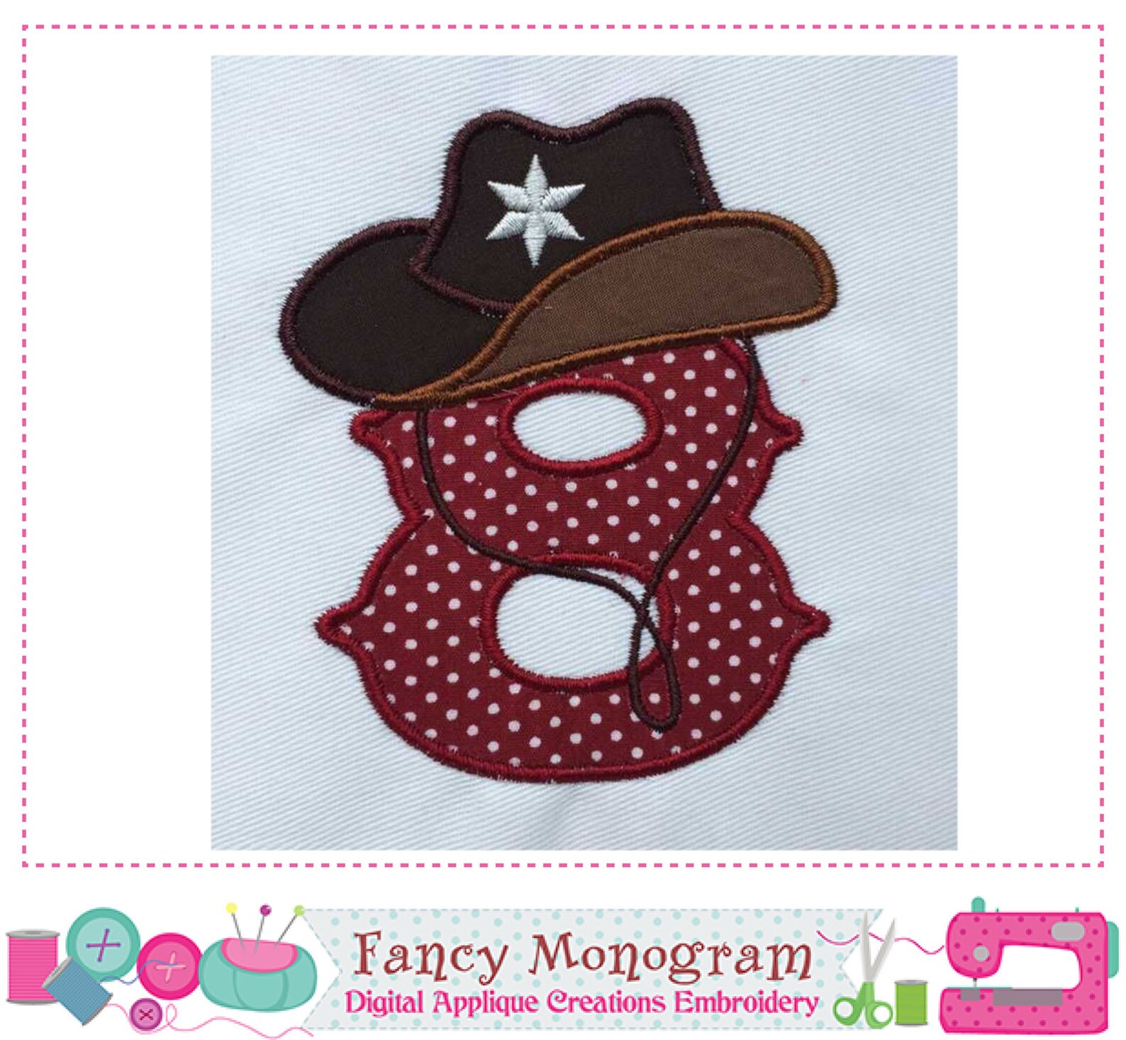 Cowboy Numbers Applique Design Birthday Numbers Embroidery Design ...