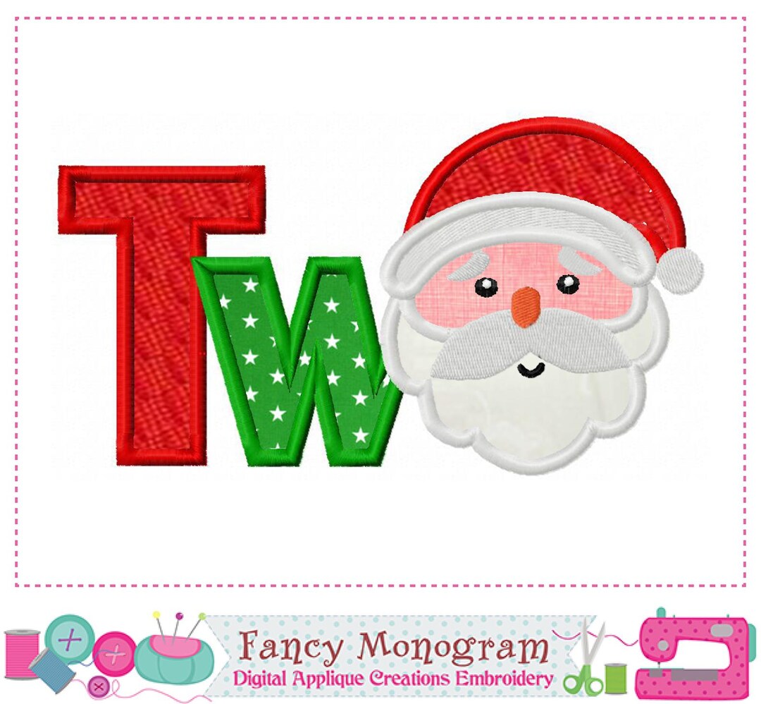 Christmas Santa - TWO Applique Embroidery Design - My 2nd Birthday ...