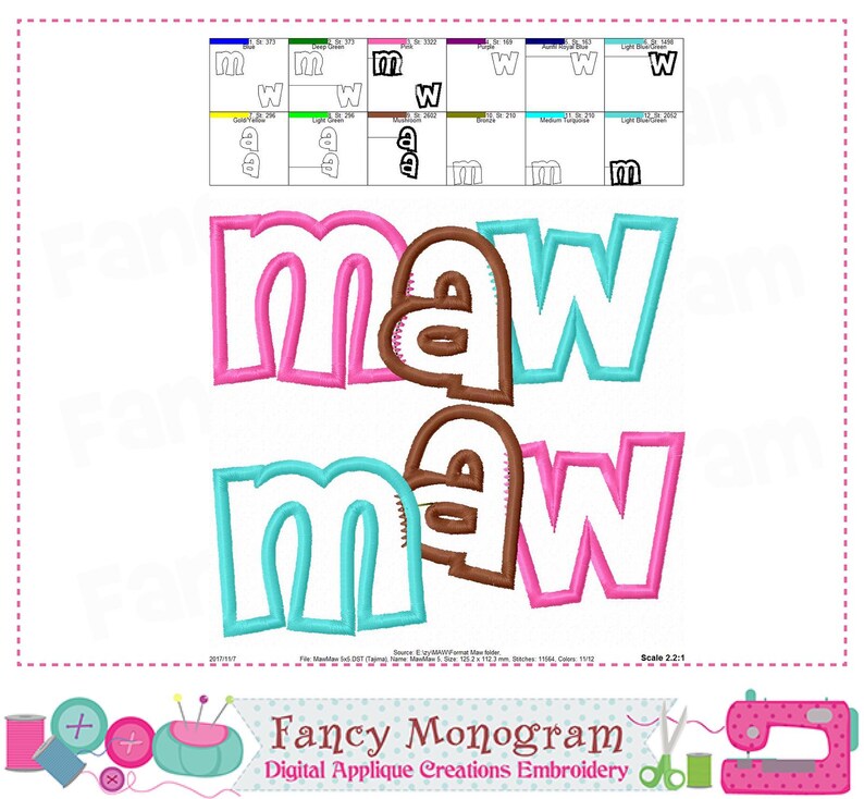 MAW Applique Pattern | PAW Embroidery Design for Animal Lovers -2614 ...