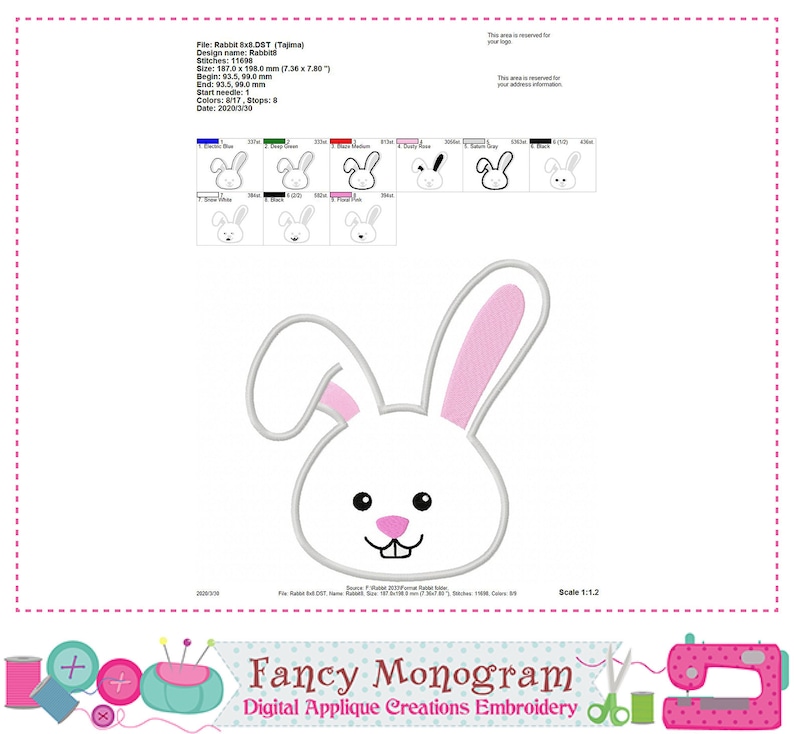 Easter Bunny Machine Embroidery Applique - Kids' Craft Decor -2033 - Etsy