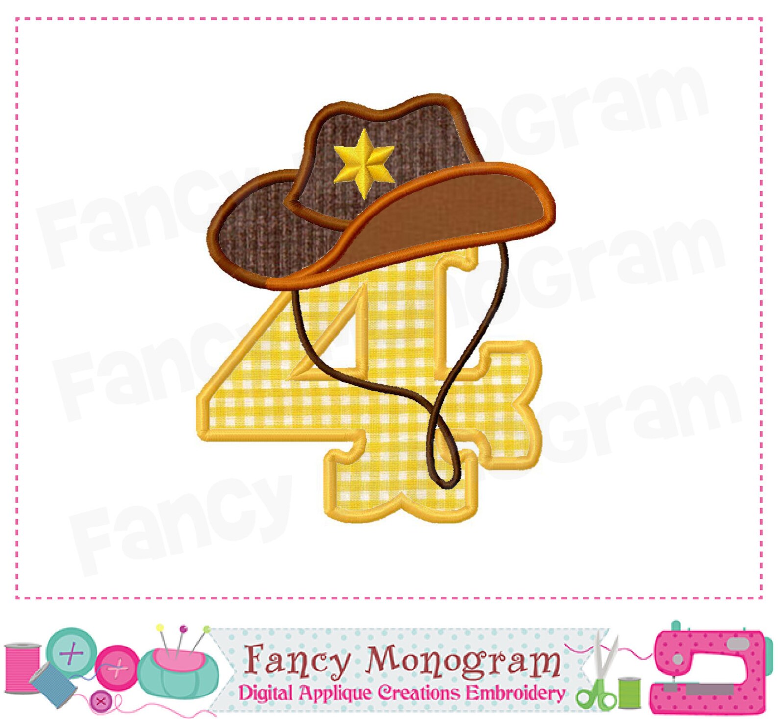 Cowboy Numbers Applique Design Birthday Numbers Embroidery Design ...