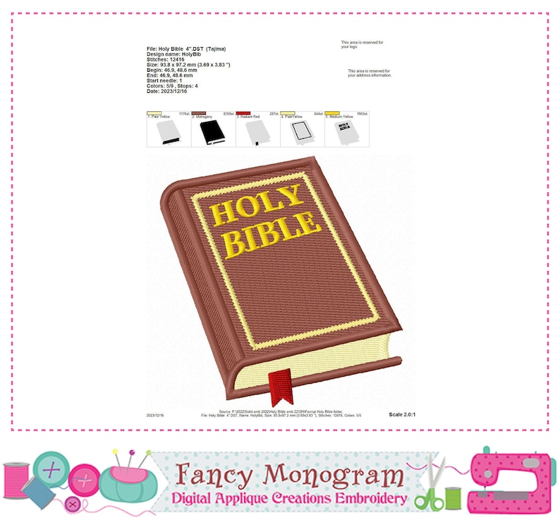 Holy Bible Machine Embroidery Design: Religious Shirt Pattern (instant ...