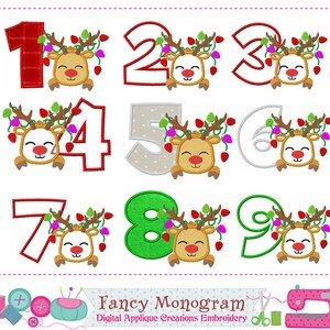 Christmas Numbers Reindeer Applique Pattern - Machine Embroidery ...