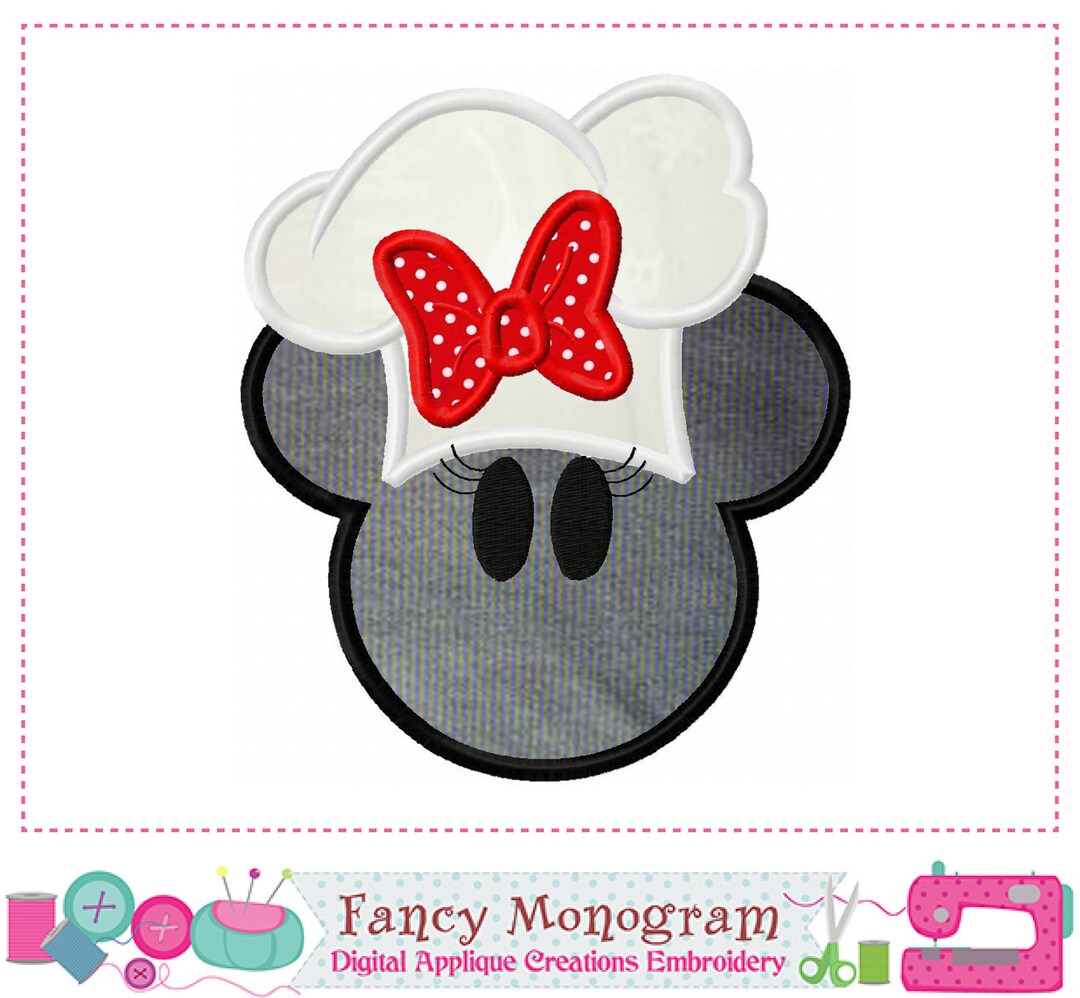 Minnie Applique Embroidery Design Minnie Design Chef Design Chef Chef Applique Chef Embroidery ...