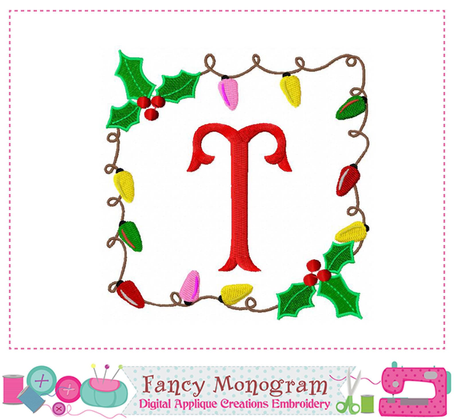 Christmas Alphabet embroidery Christmas Monogram design | Etsy