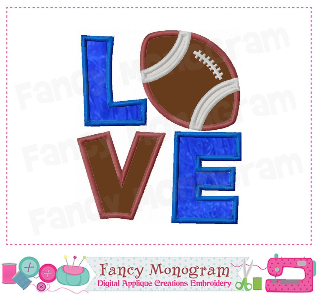 Football Applique Football Applique Football Design With Love LOVE ...