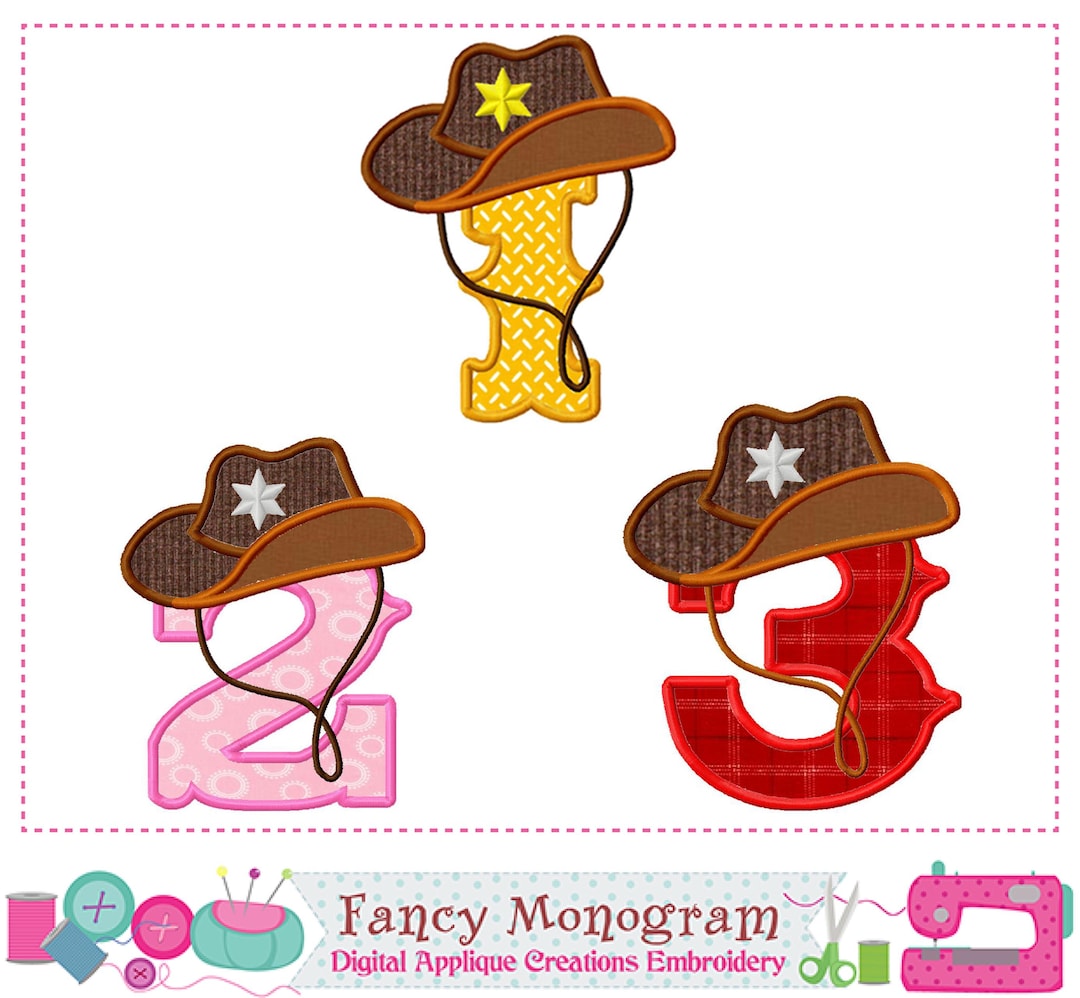 Cowboy Number Applique Embroidery Design: Western Theme (digital File ...