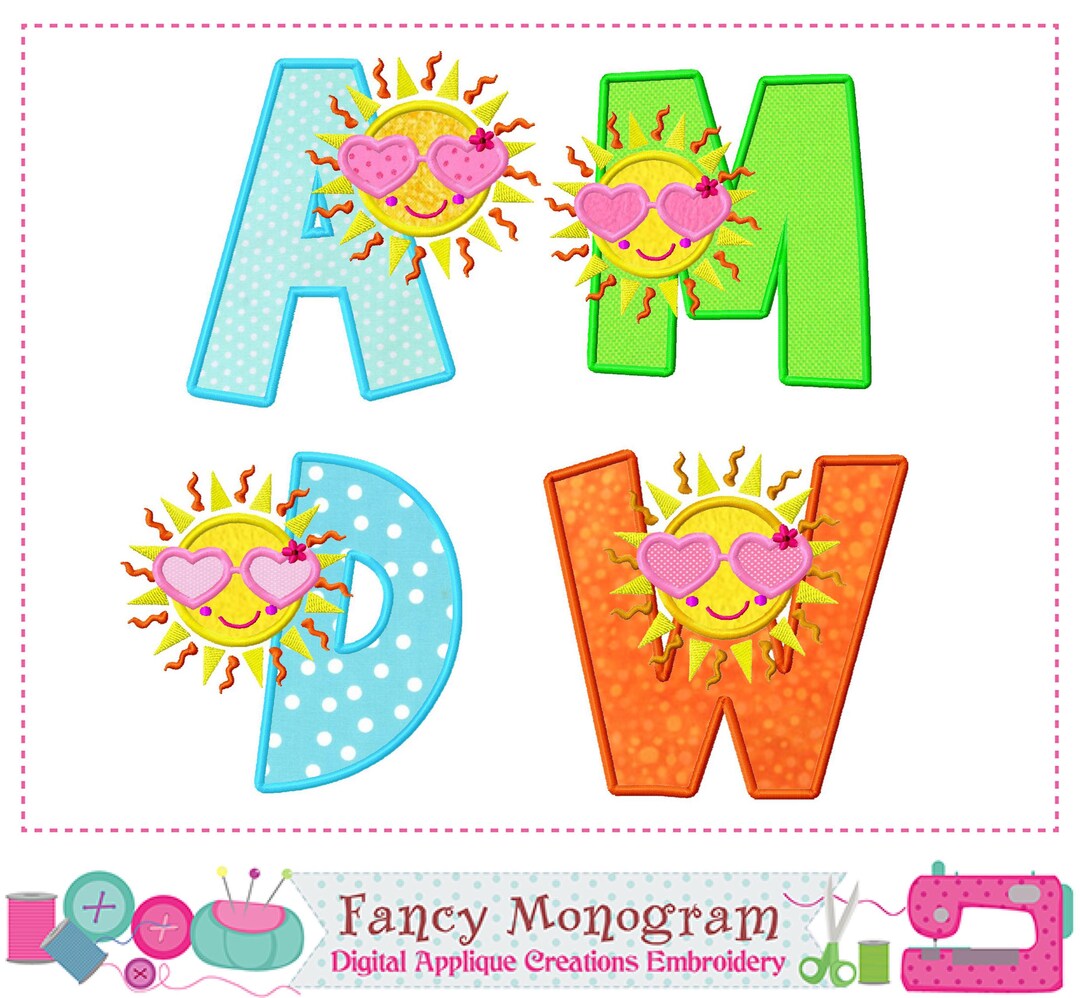 Sun Fonts - Alphabet Monograms Alphabet Letters Applique Embroidery ...