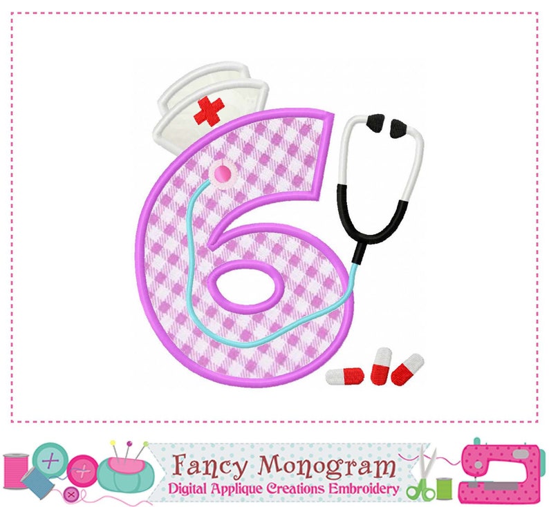 Nurse Numbers Applique Embroidery - Birthday Theme Stitch -243M - Etsy