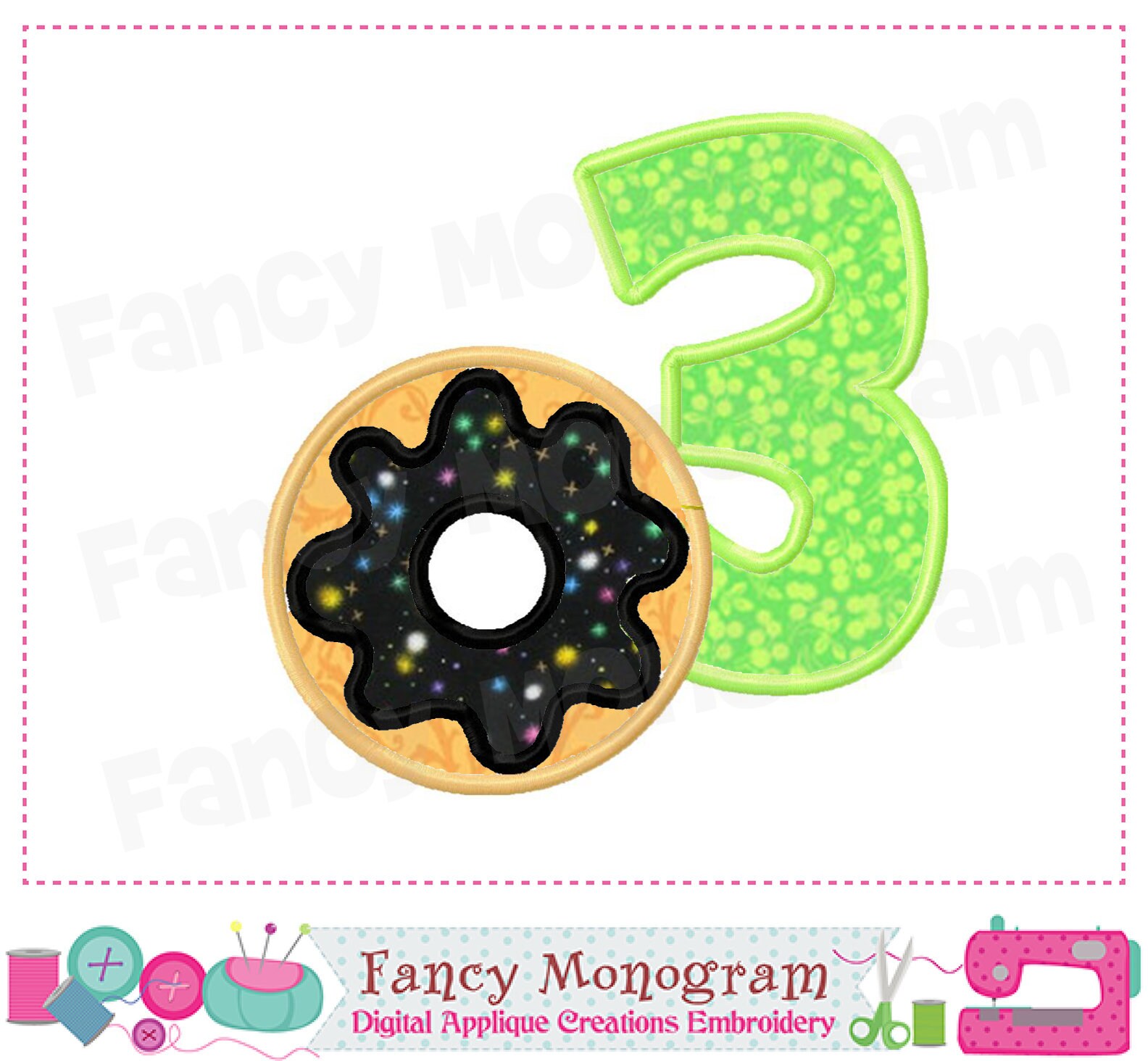 Donut Numbers Applique Birthday Numbers Embroidery Donut | Etsy