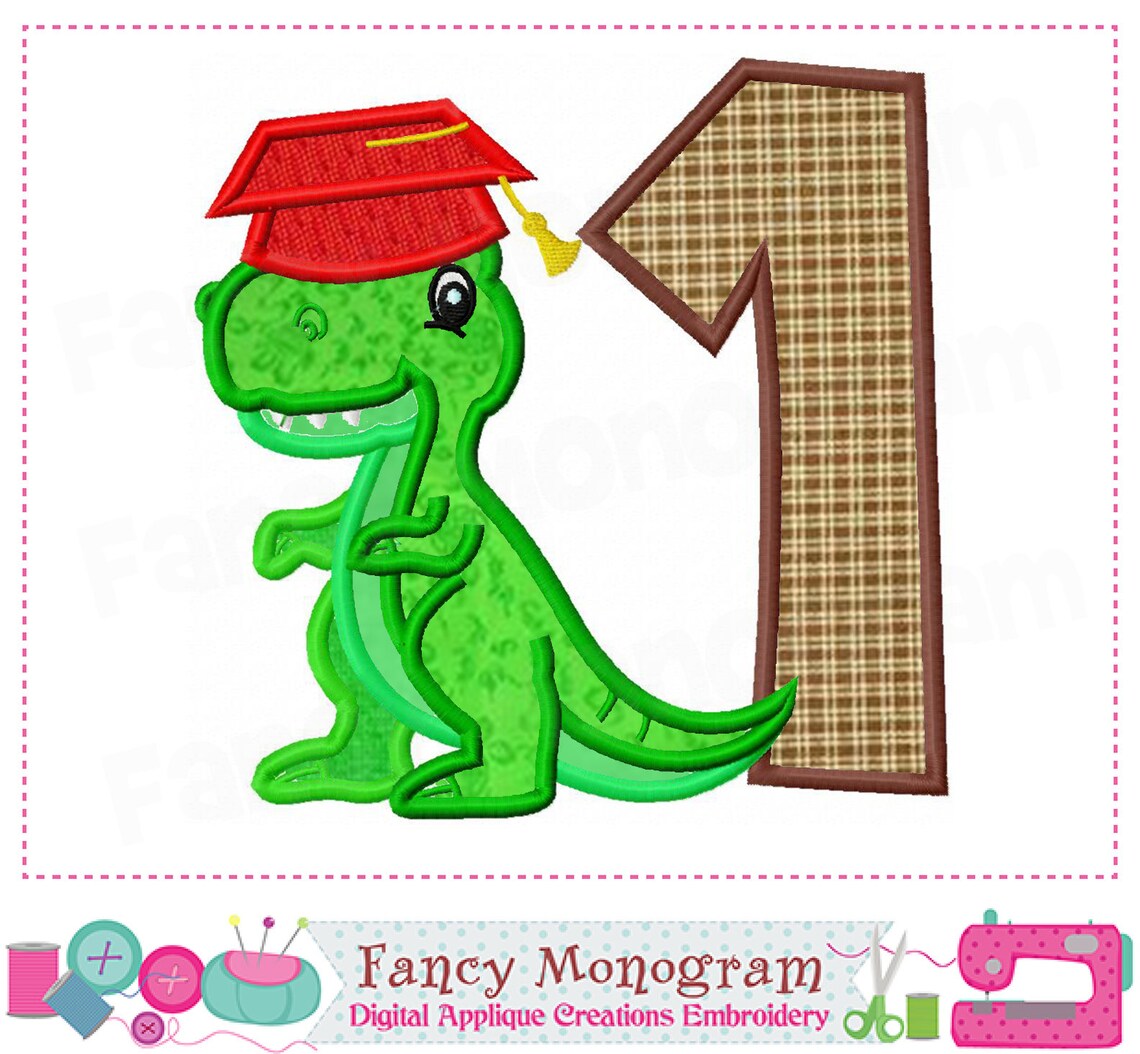 Graduation Numbers Applique Design T-rex Numbers Embroidery - Etsy