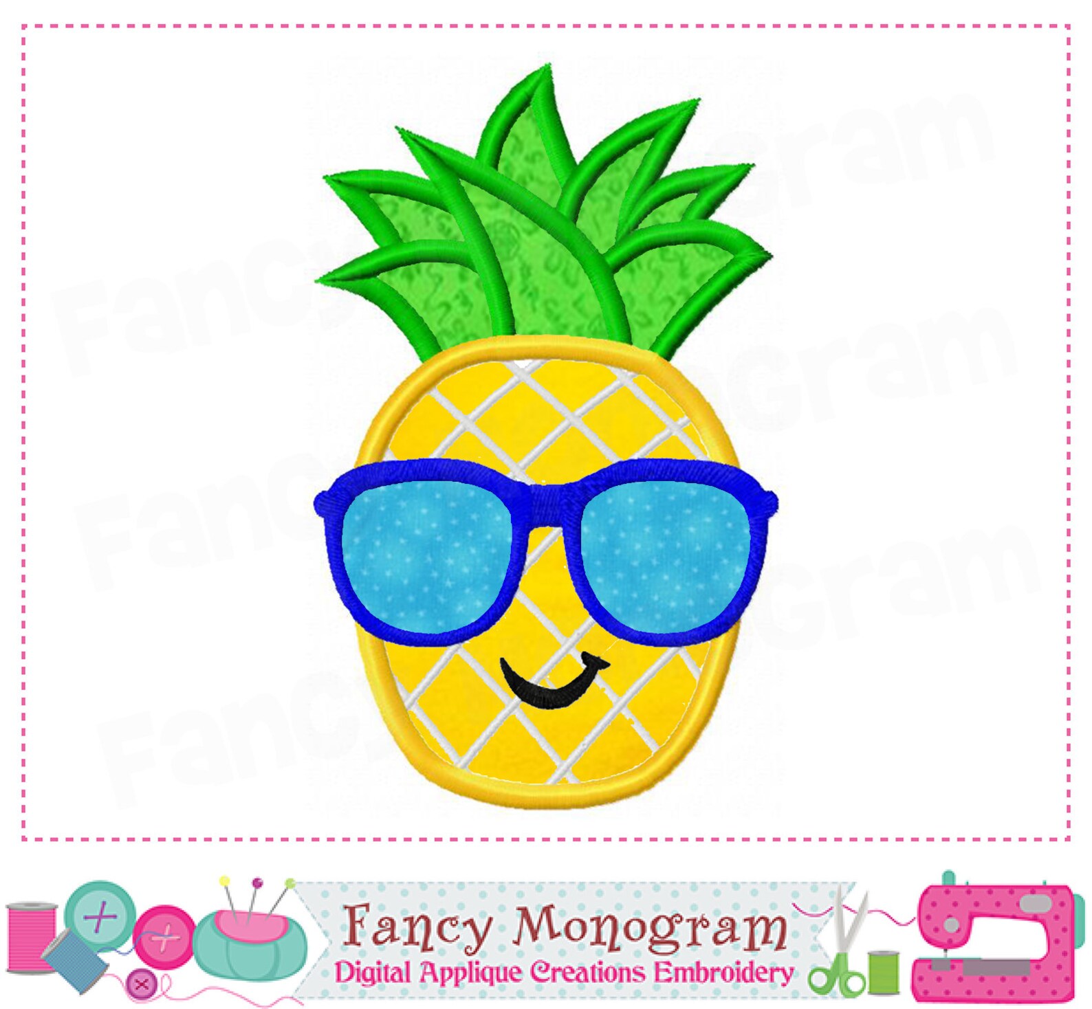 Pineapple Applique Pineapple Embroidery Pineapple Design - Etsy