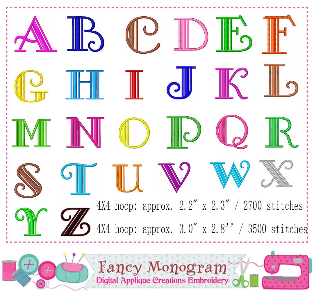 26 Letters Monogram Alphabet Embroidery - 26 Upper Case - INSTANT ...