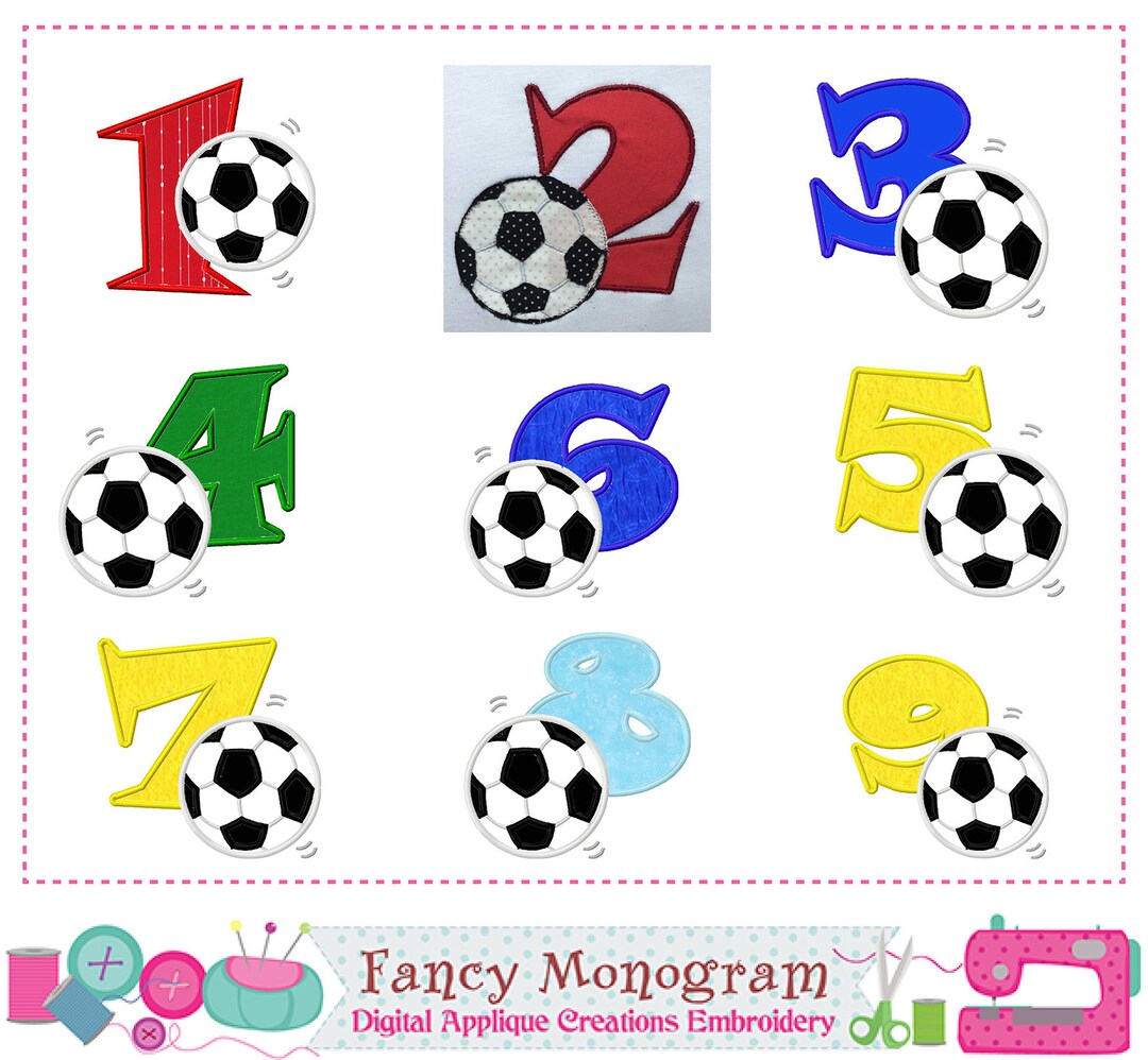 Soccer Numbers Applique Football Numbers Embroidery Soccer - Etsy