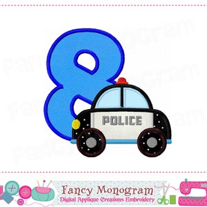 Police Car Numbers Applique Embroidery Design Birthday Party Numbers ...