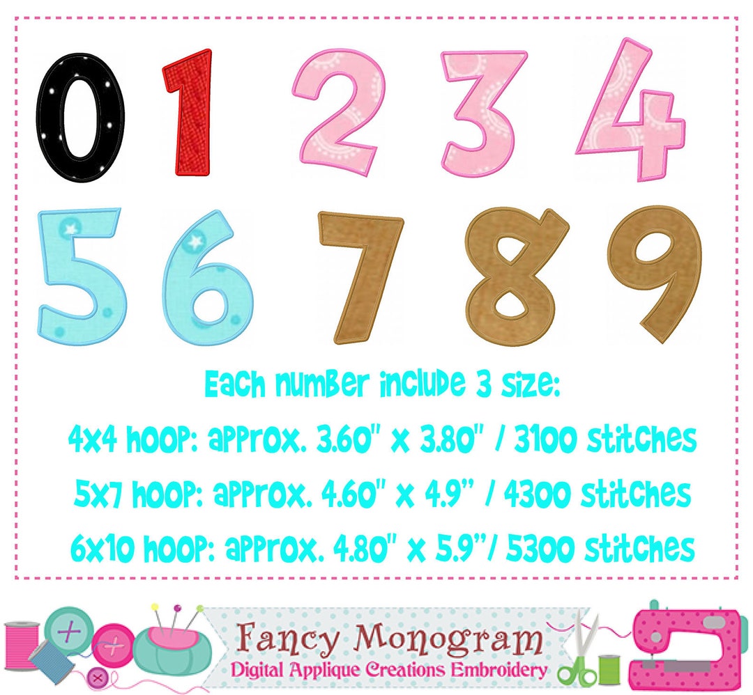 Numbers-embroidery Numbers Applique Birthday Numbers - Etsy