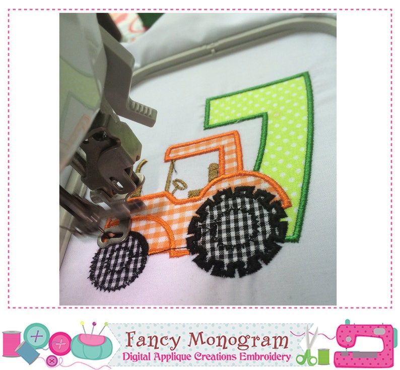 Tractor Applique Embroidery Numbers: Farmer Birthday Design (digital ...