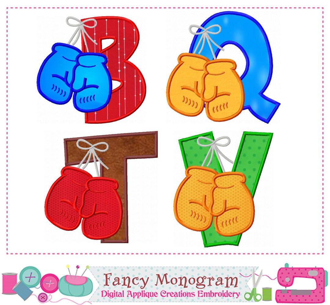 Boxing Alphabet Machine Embroidery Fonts Monogram Letters Applique ...