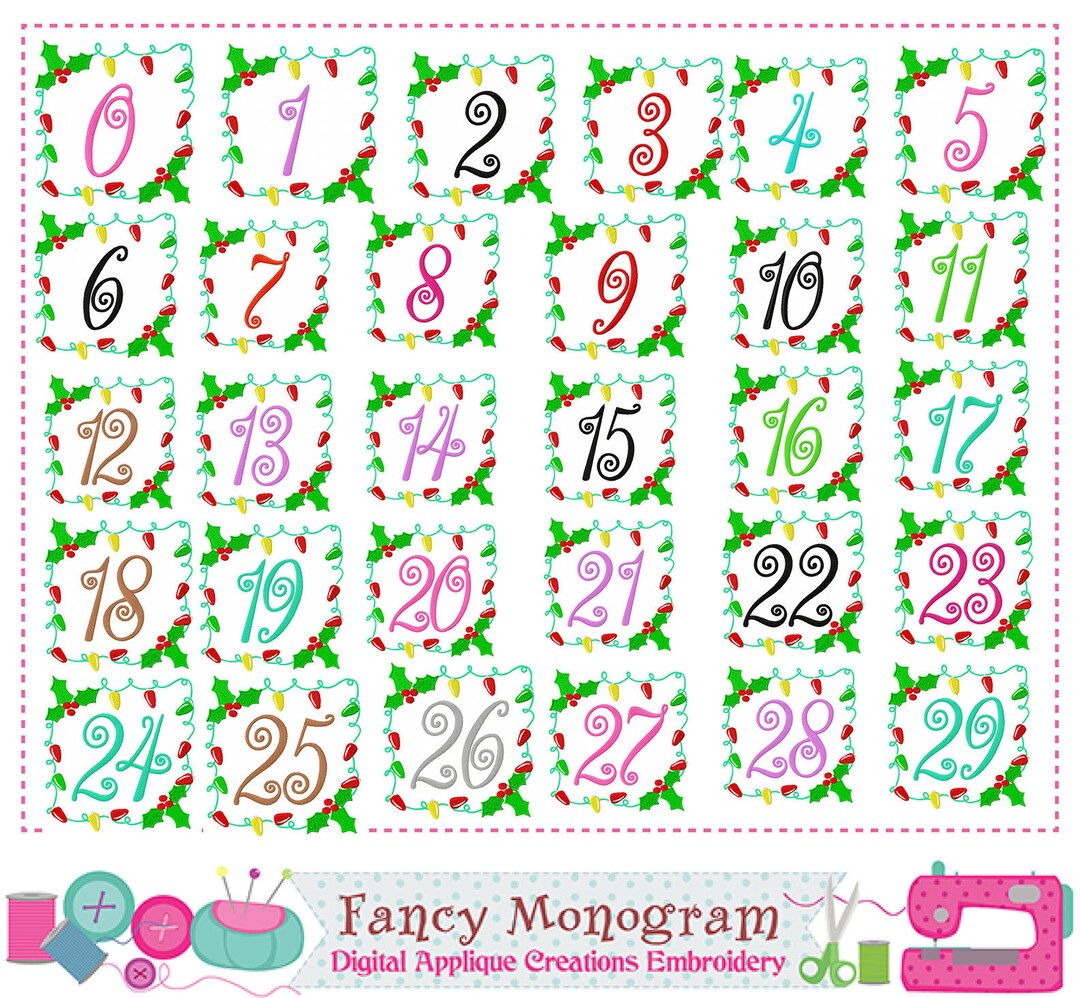 Machine Embroidery Numbers Design, Christmas Embroidery, Birthday ...