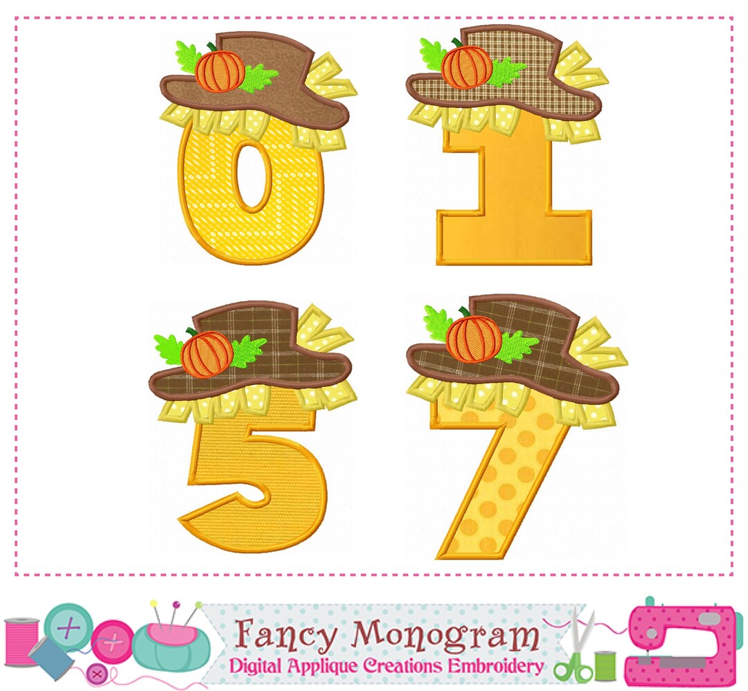 Scarecrow Numbers Applique Machine Embroidery Design (instant Download ...