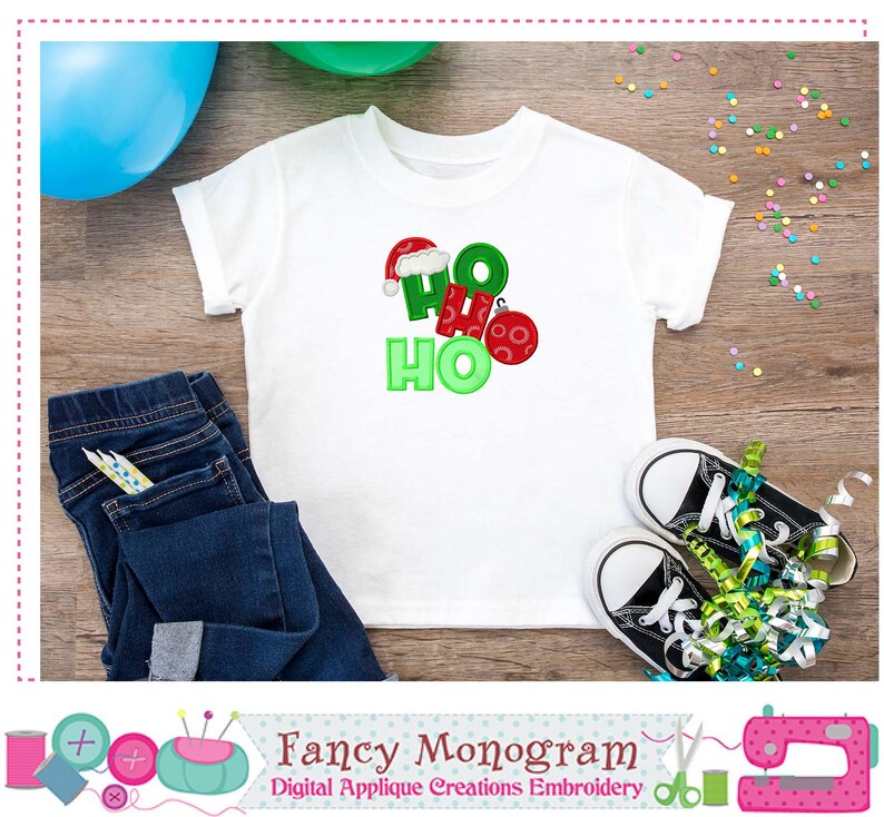 HO HO Applique Embroidery Design: Santa Claus Christmas (digital ...