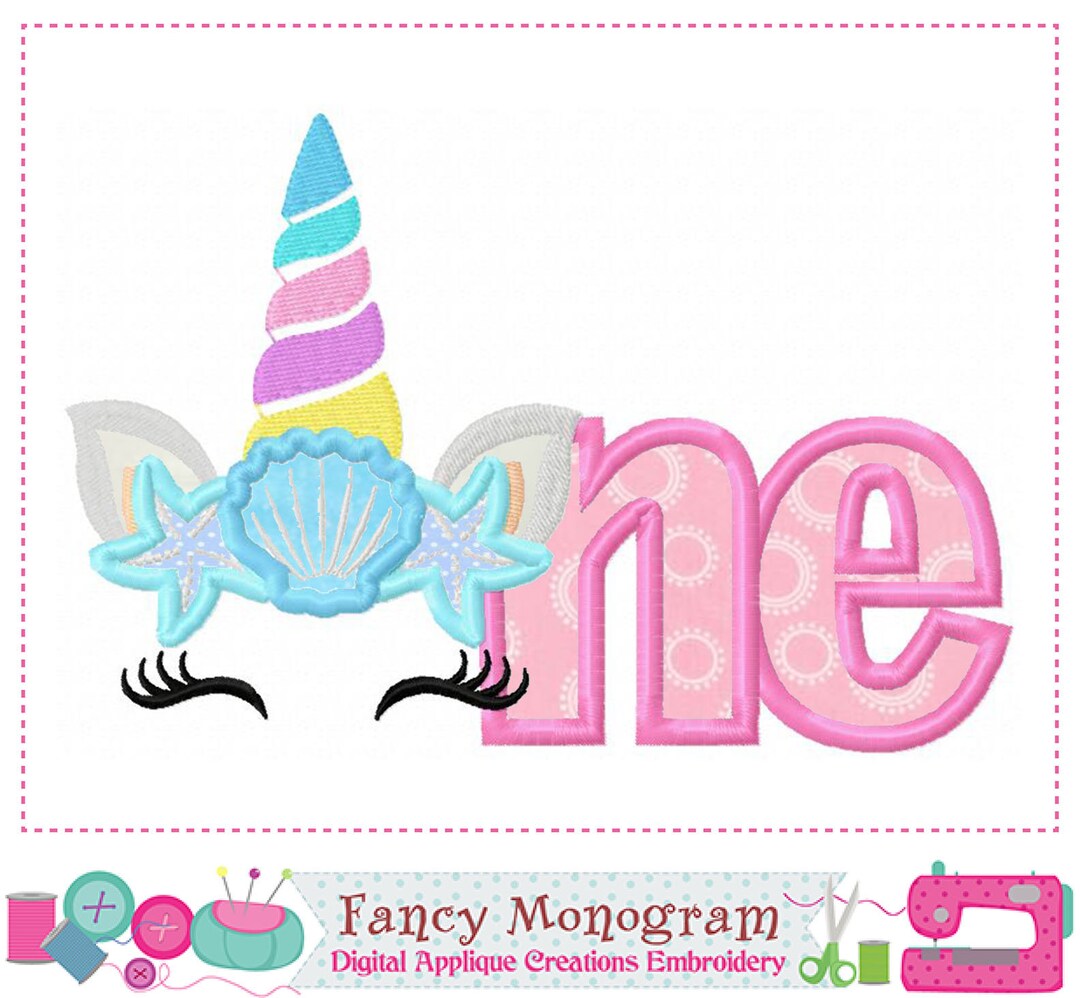ONE Applique Embroidery Unicorn Design - Beach Theme 247OB - Etsy