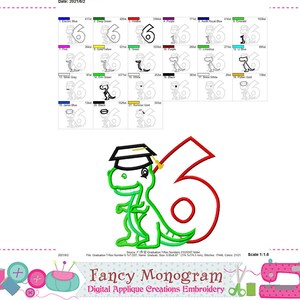 Graduation Numbers Applique Design T-rex Numbers Embroidery - Etsy