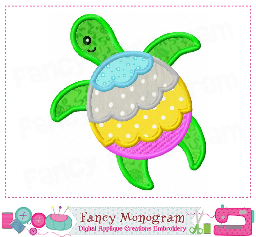 Turtle Applique Embroidery Design - Summer Beach Birthday Party ...