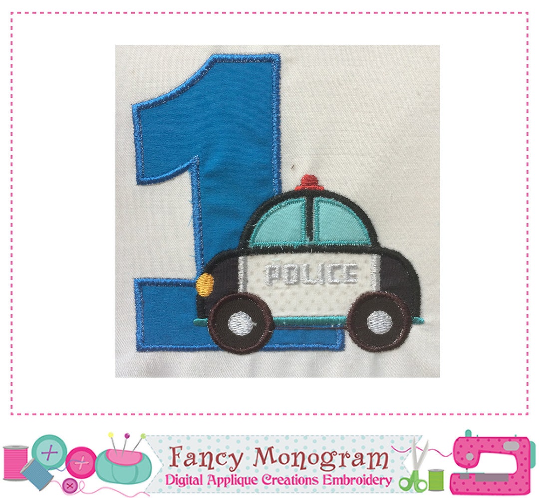 Police Car Number 1 Applique My 1st Birthday Police Car - Etsy