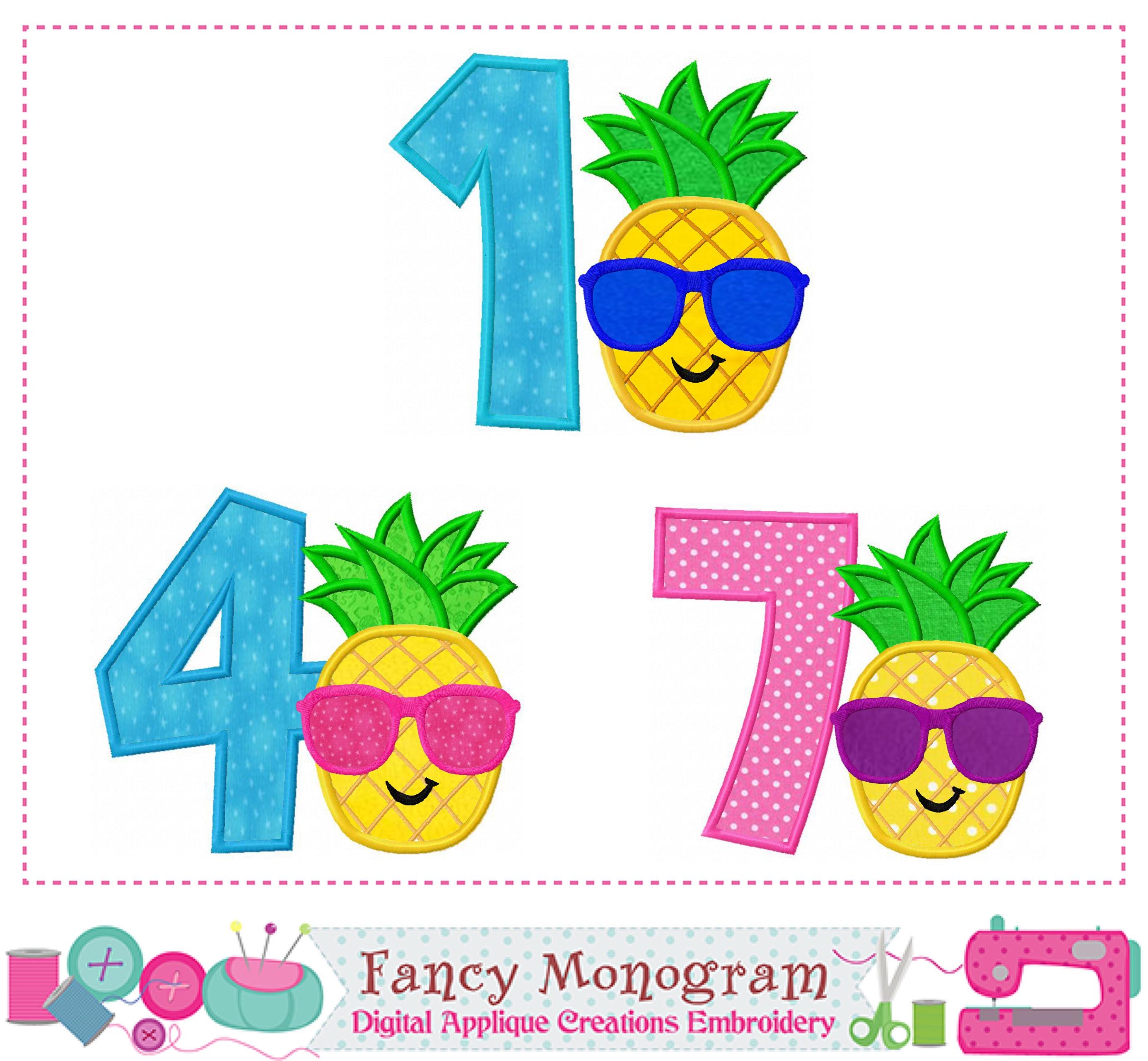 Numbers Design - Pineapple Applique Embroidery -2172 - Etsy