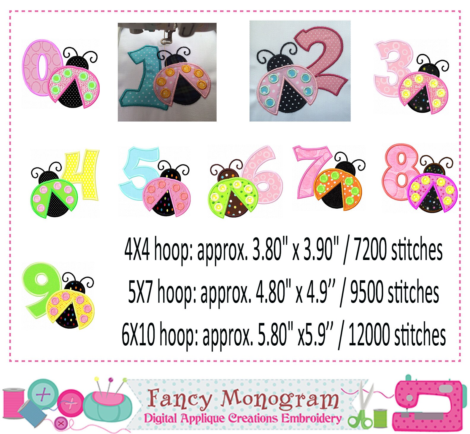 Ladybug Numbers applique Birthday numbers applique lady | Etsy