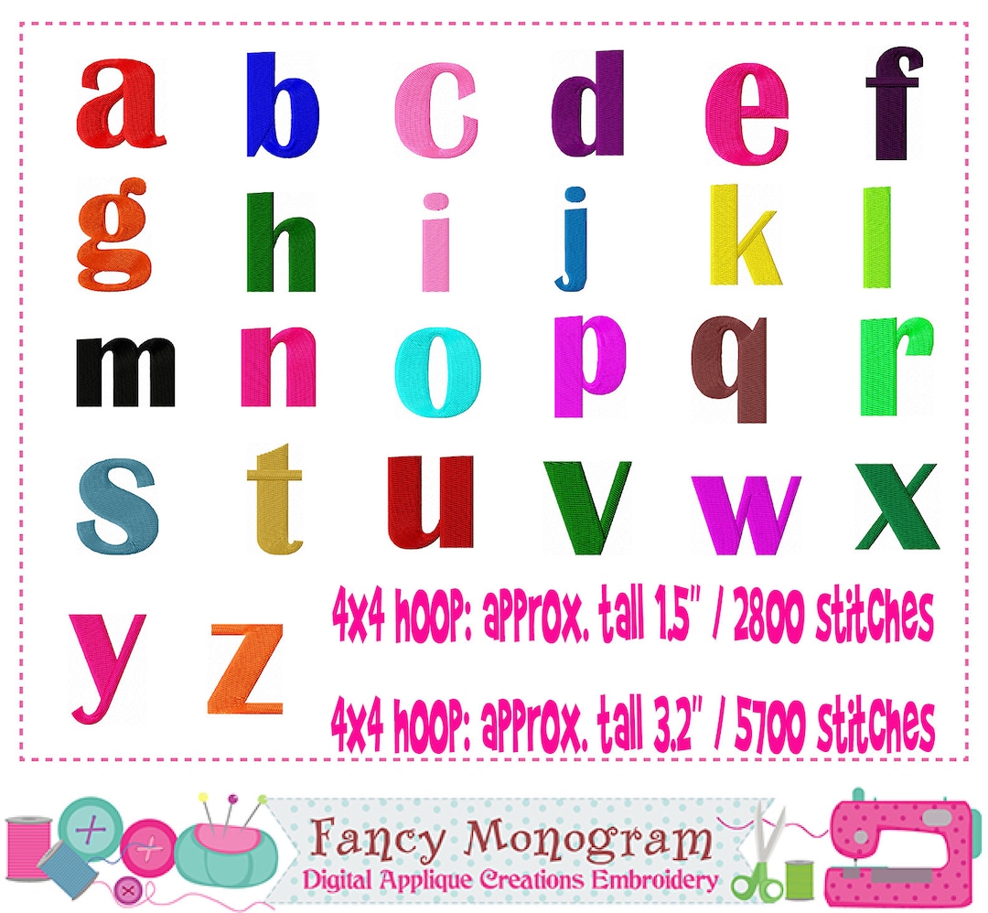 Alphabet Lowercase Letters Embroidery Letters Embroidery 26 Font ...