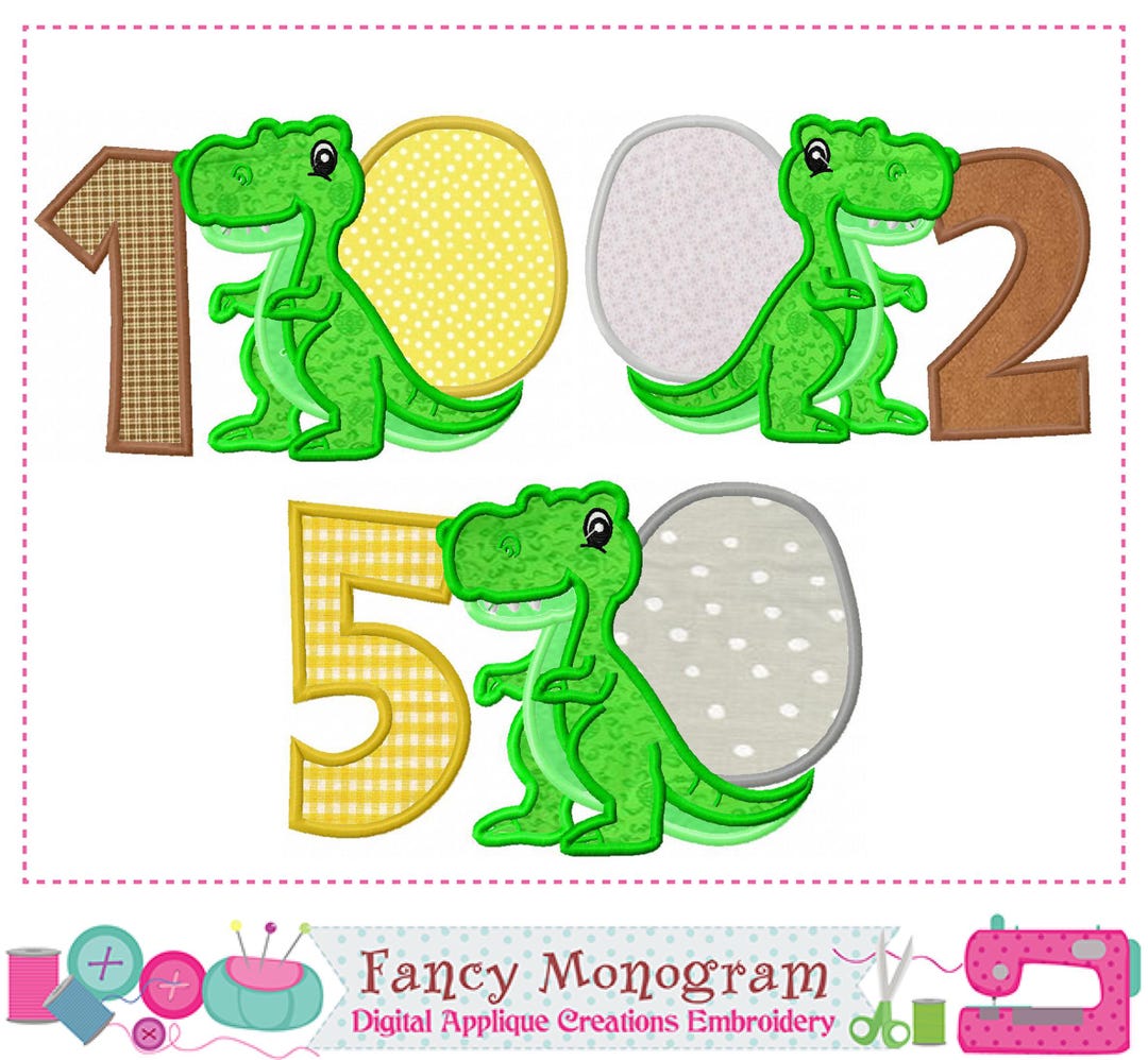 T-rex Dinosaur Numbers Embroidery - Easter Egg Applique Design -2102 - Etsy