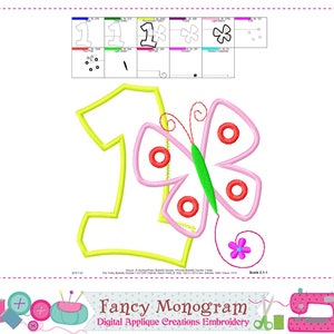 Butterfly Numbers Applique Birthday Numbers Embroidery Butterfly ...
