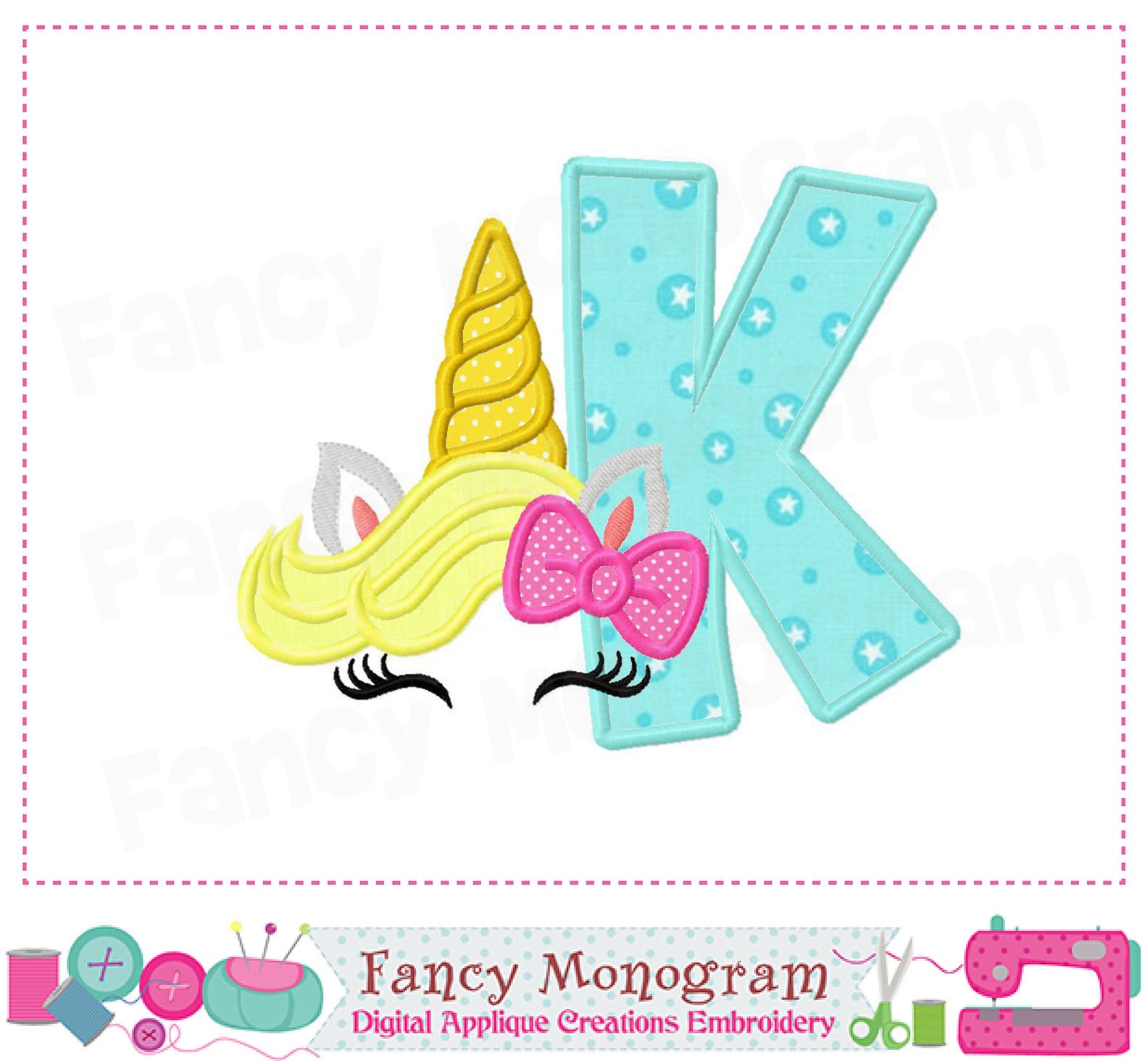 Unicorn Letters applique Unicorm Monogram design Alphabet | Etsy