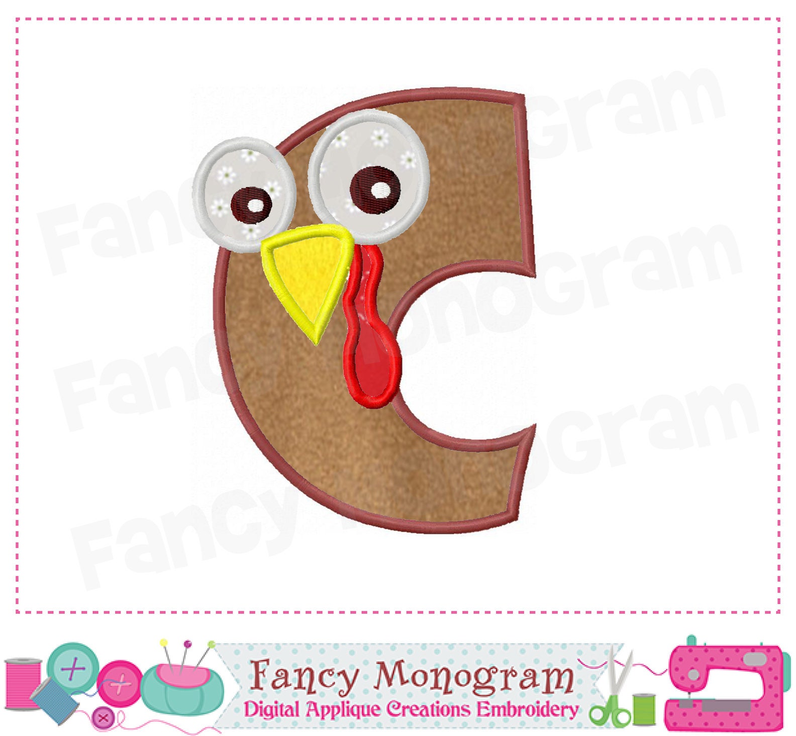 Turkey Alphabet applique Thanksgiving Monograms embroidery | Etsy