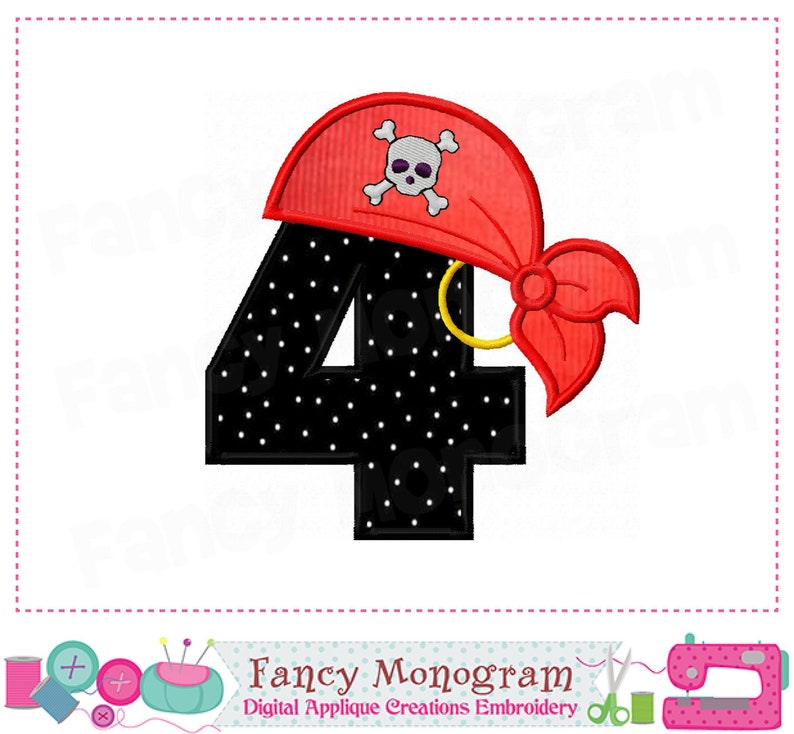 Pirate Numbers Applique Birthday Numbers Embroidery Pirate | Etsy
