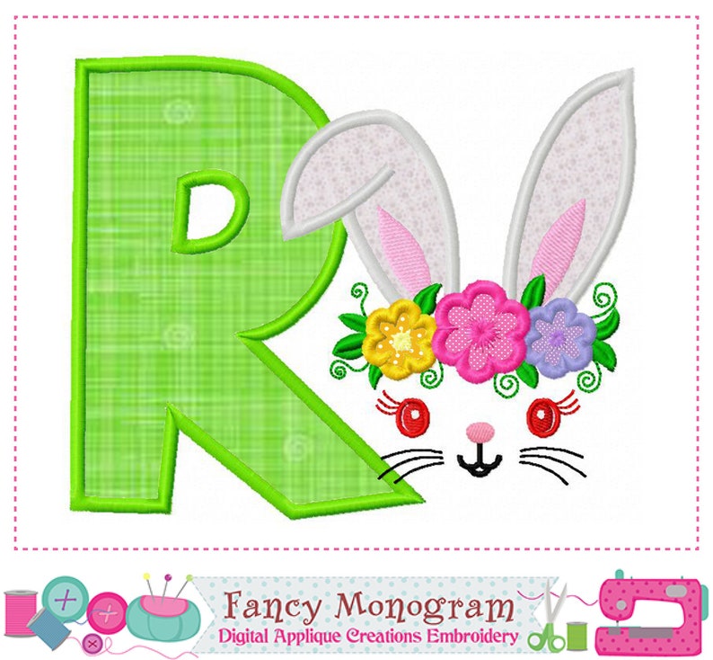 Easter Alphabet Embroidery Design Bunny Girl Monograms - Etsy