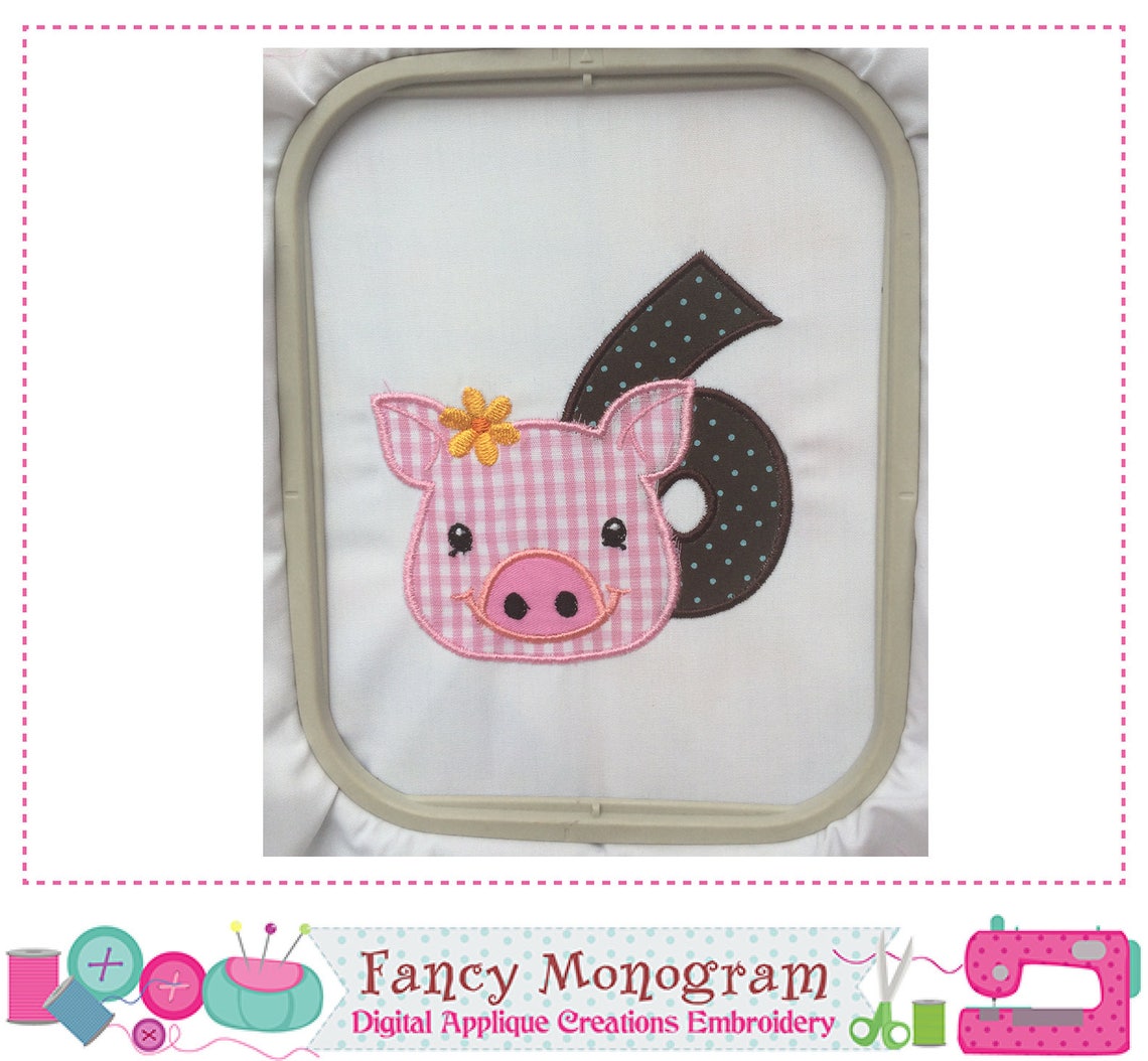 Piggy Numbers Applique Birthday Numbers Embroidery Piggy - Etsy