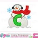 Snowman Alphabet Design Christmas Letters Applique Winter Monograms ...