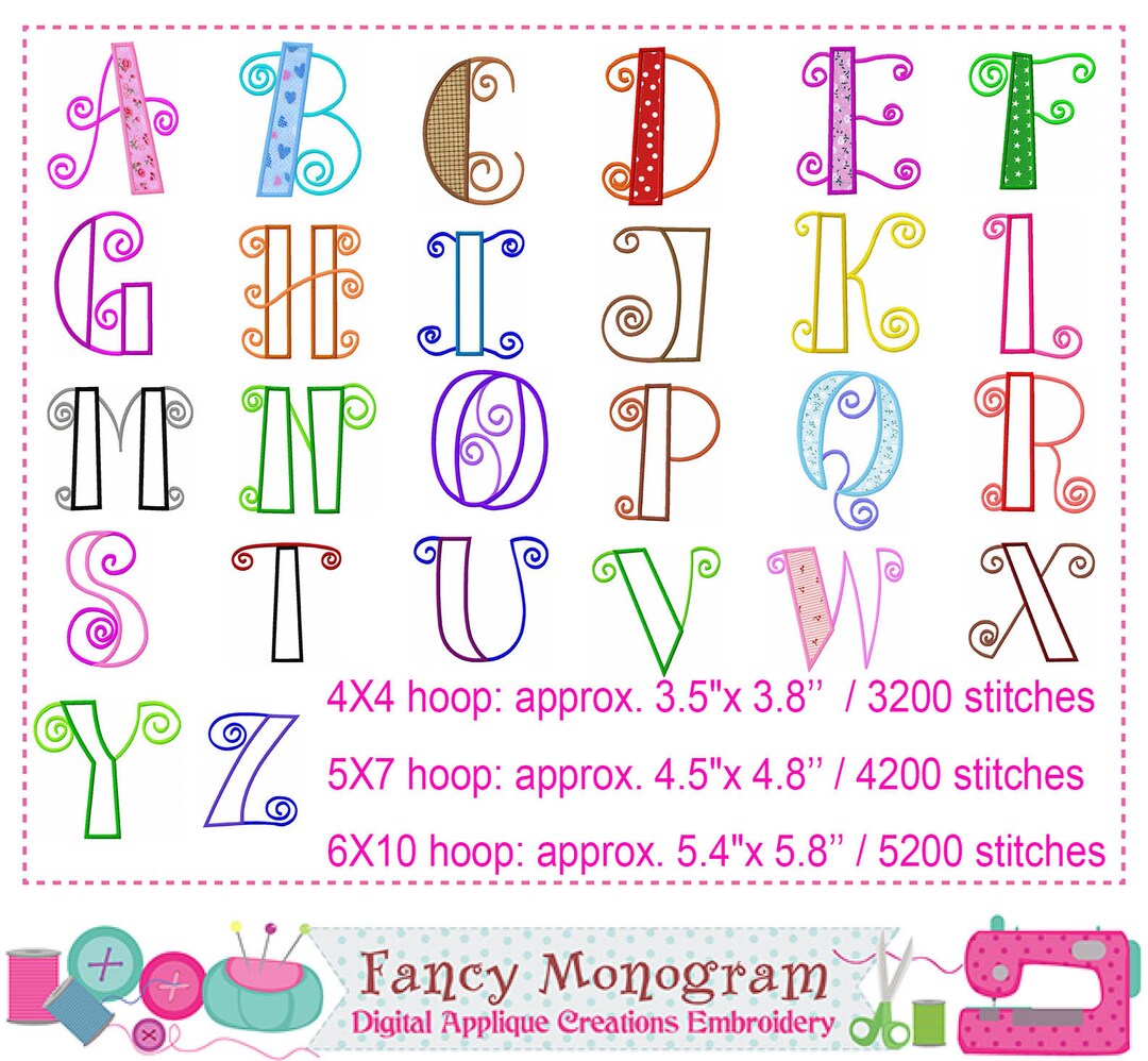 Machine Embroidery Letters Alphabet Fonts Embroidery Applique-instant ...