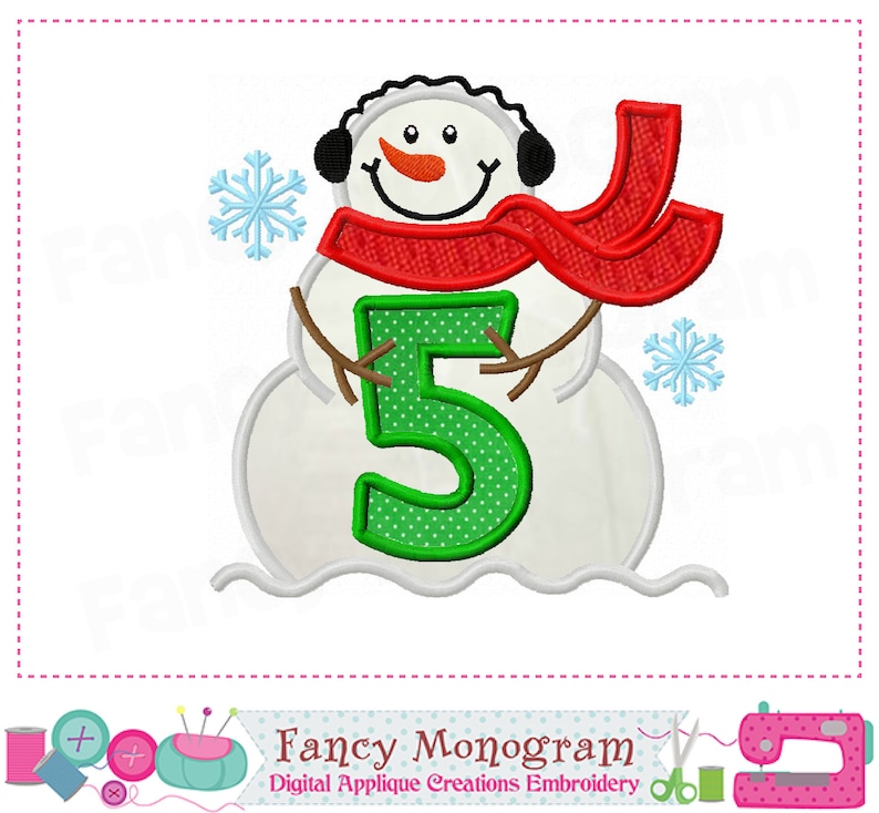 Snowman Numbers Applique Christmas Numbers Embroidery - Etsy
