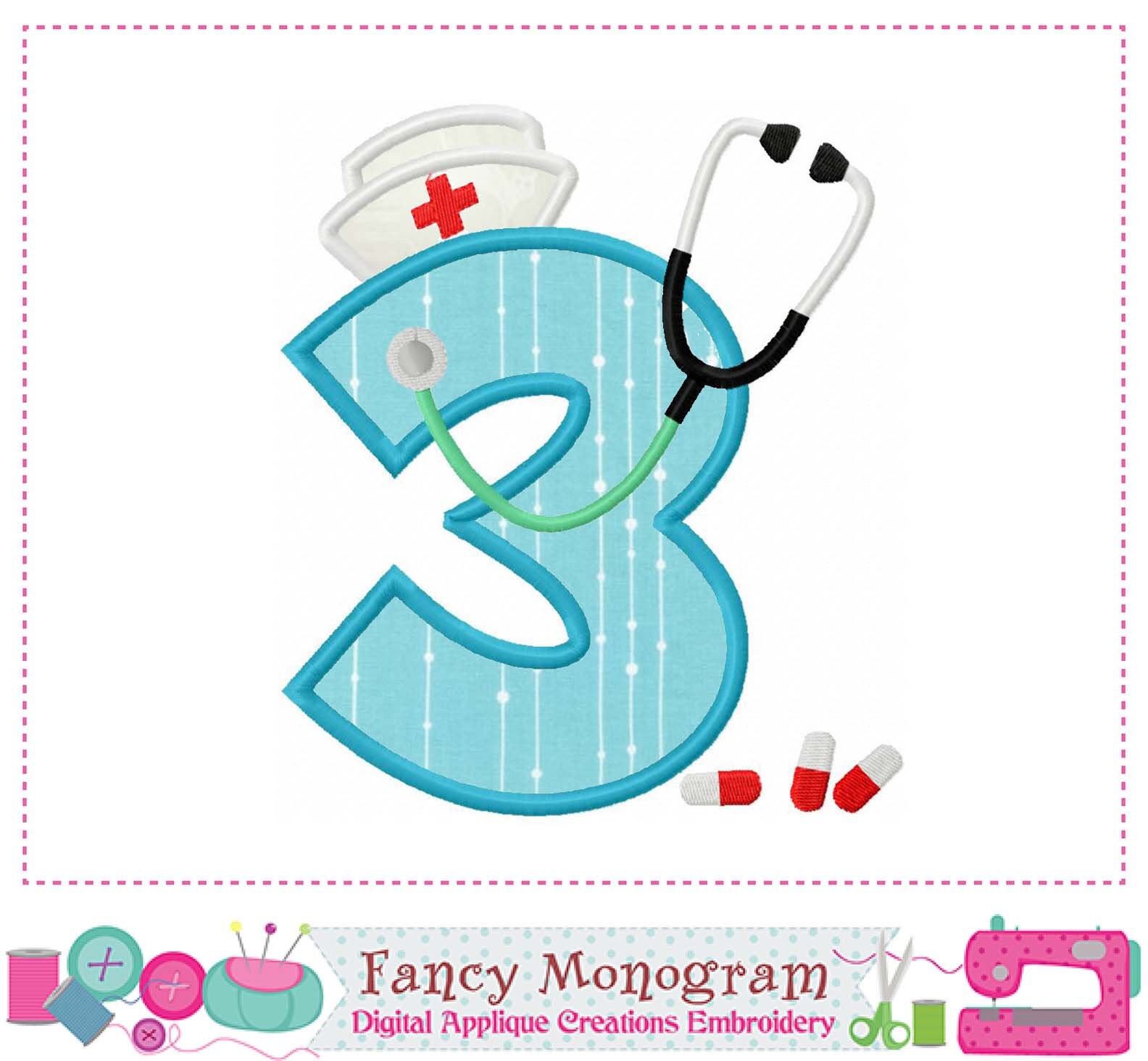 Nurse Numbers Applique Embroidery - Birthday Theme Stitch -243M - Etsy
