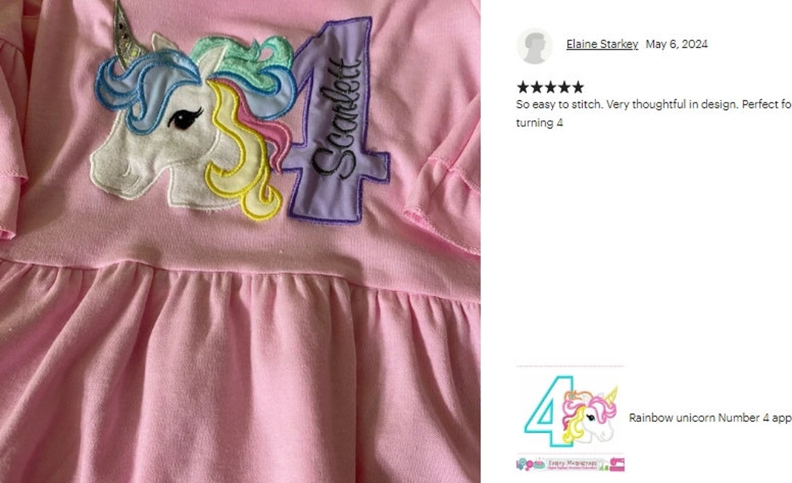 Rainbow Unicorn Number 4 Applique Embroidery Design for 4th Birthday - Etsy