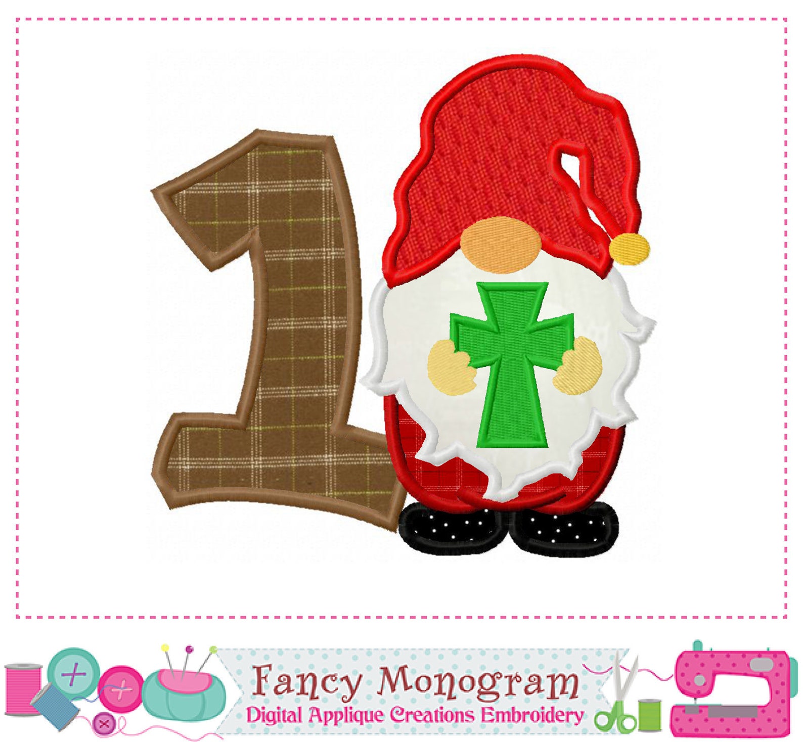 Cross Numbers Applique Design Gnome Numbers Applique - Etsy