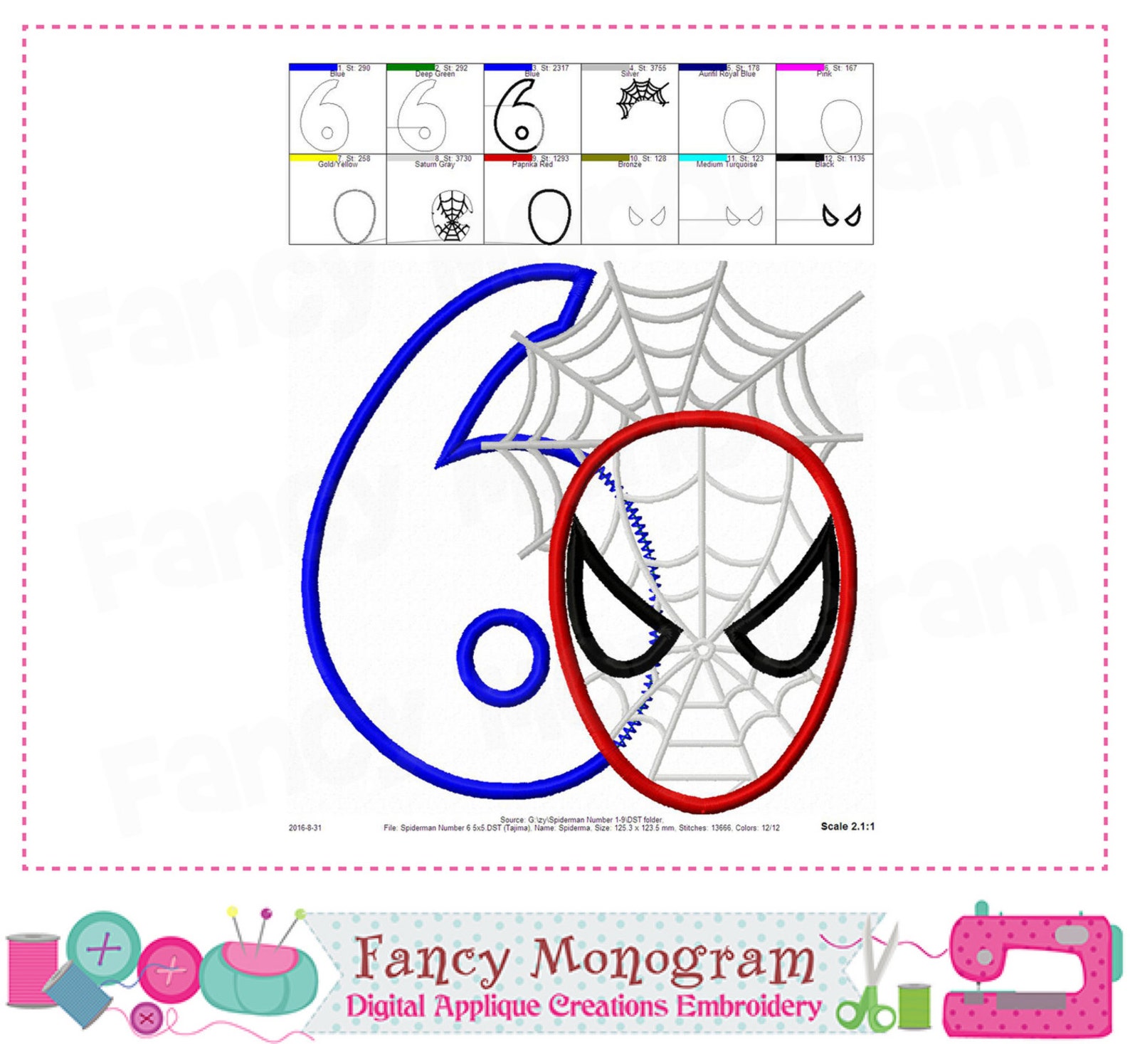 Spiderman Number 6 Applique Birthday Embroidery My 6th - Etsy