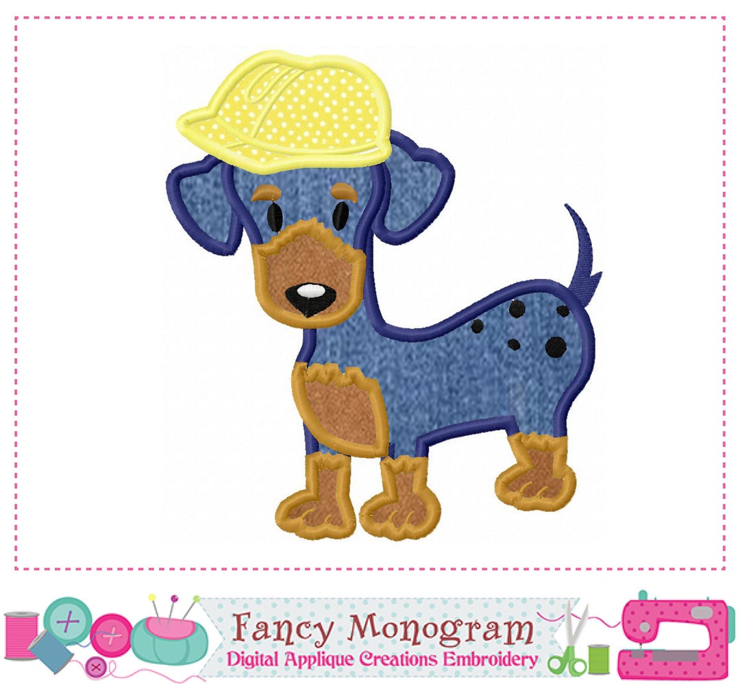 Machine Embrodiery Dog Applique Embrodiery Design, Dachshund Design ...